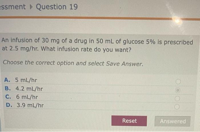 Solved An infusion of 30mg of a drug in 50 mL of glucose 5% | Chegg.com