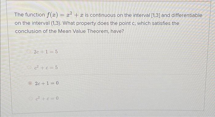 Solved The function f(x) = x2 + x is continuous on the | Chegg.com