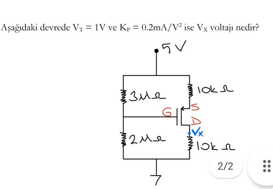 Solved 4-) If Vr = 1V and Kp = 0.2mA/ V2 in the circuit | Chegg.com