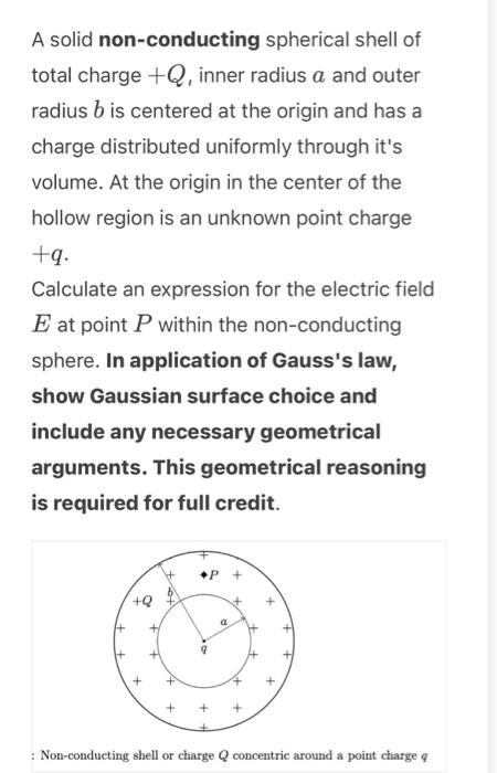 Solved A solid non-conducting spherical shell of total | Chegg.com