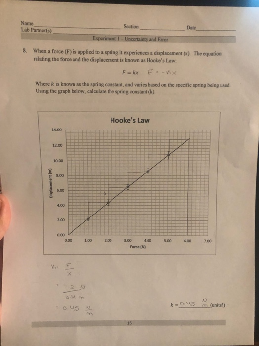 Solved Name Lab Partner(s) Section Experiment 1 - | Chegg.com
