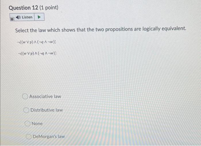 Solved ion 12 1 Point Listen Select The Law Which Chegg