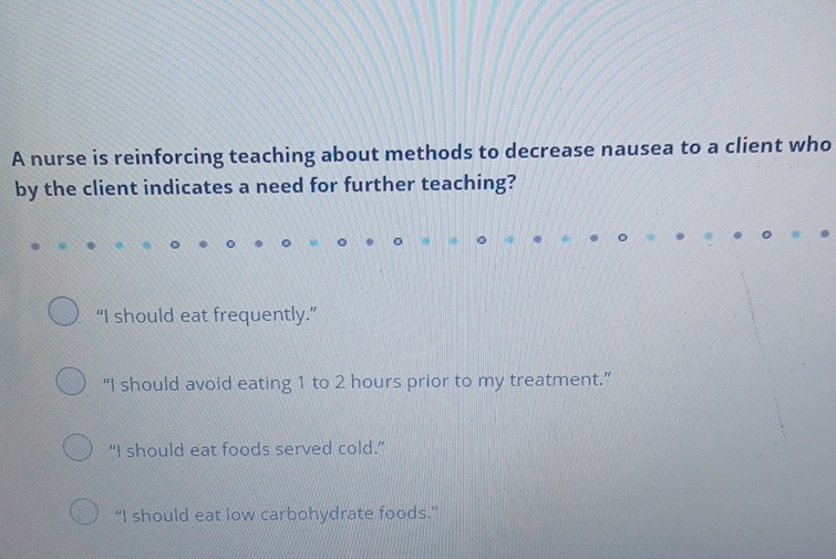 Solved A nurse is reinforcing teaching about methods to | Chegg.com