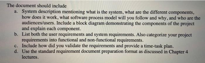 Solved Prepare a Requirement Document for your proposed | Chegg.com
