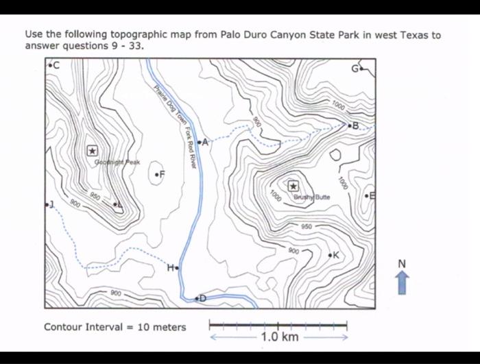 Solved Use The Following Topographic Map From Palo Duro 