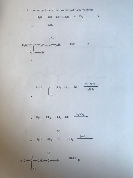 Solved Predict and name the products of each reaction: | Chegg.com