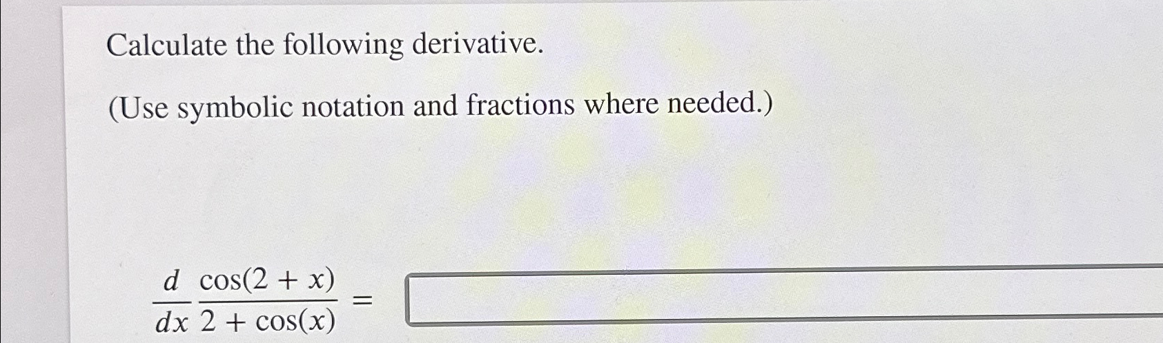 Solved Calculate the following derivative.(Use symbolic | Chegg.com