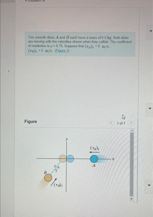 Solved Two smooth disks A and B each have a mass of 0.5 kg. | Chegg.com