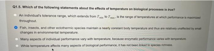Solved Q1.5. Which of the following statements about the | Chegg.com