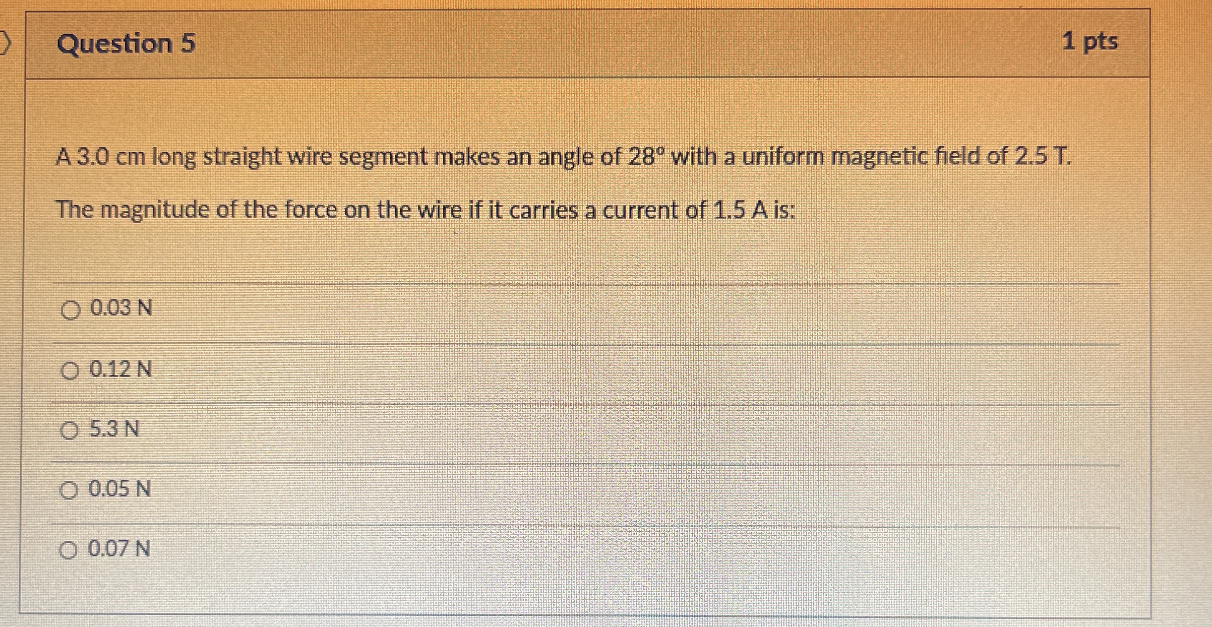 Solved Question 51 ﻿ptsA 3.0cm ﻿long straight wire segment | Chegg.com