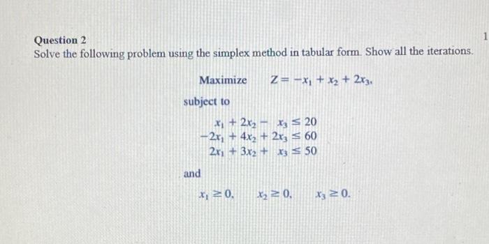 Solved Question 2 Solve the following problem using the | Chegg.com
