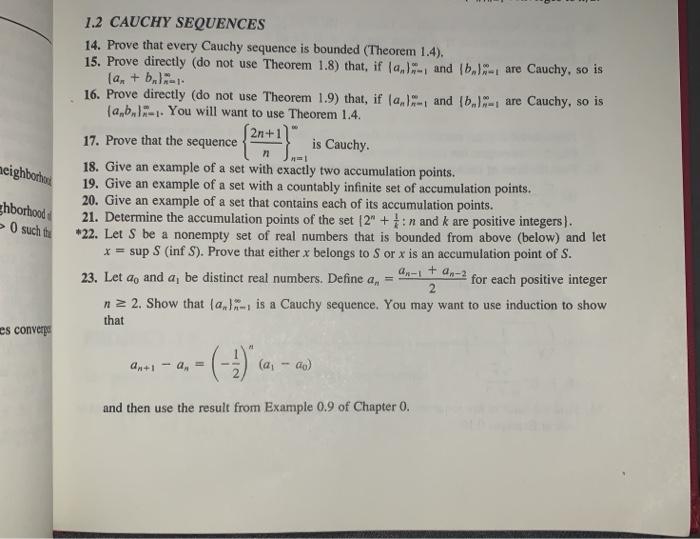 Solved n neighborhon 1.2 CAUCHY SEQUENCES 14. Prove that | Chegg.com Solved n neighborhon 1.2 CAUCHY SEQUENCES 14. Prove that | Chegg.com