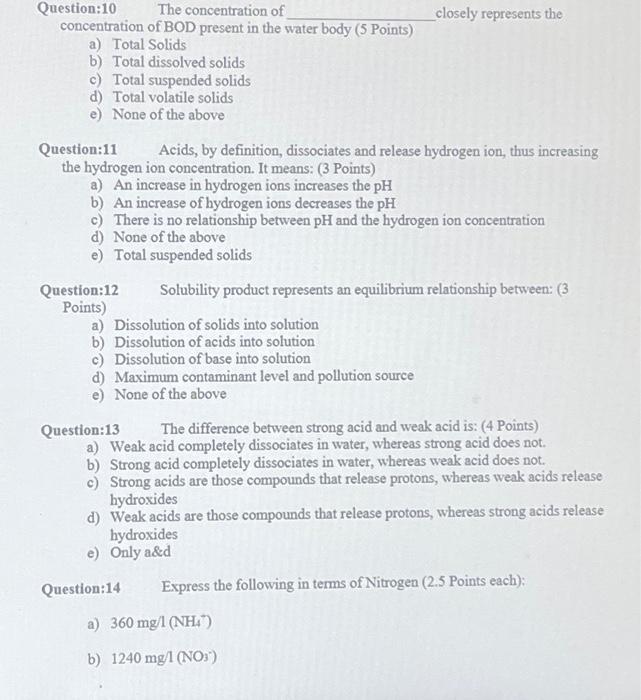 Solved Question: 10 concentration The concentration of of | Chegg.com