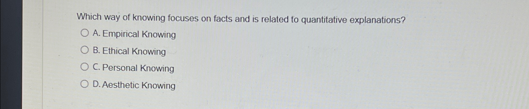 Solved Which way of knowing focuses on facts and is related | Chegg.com