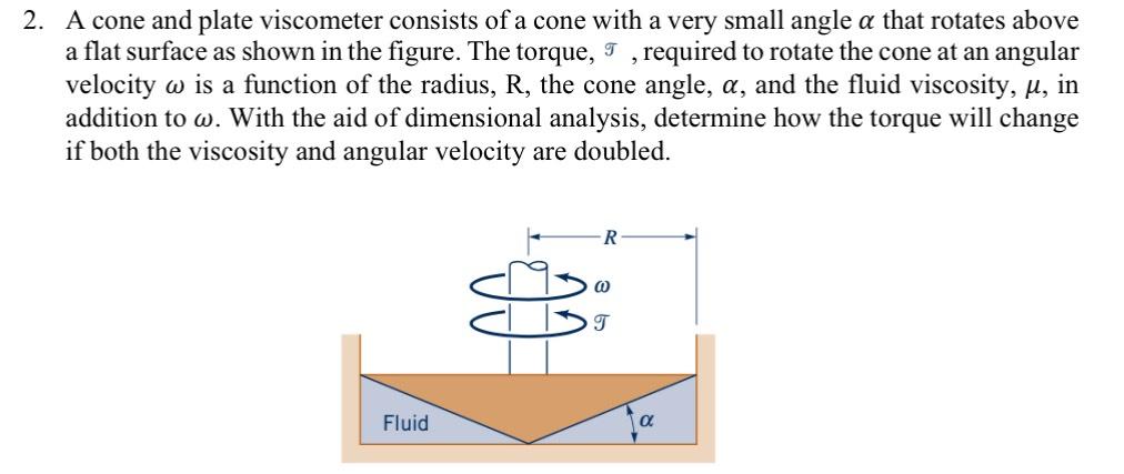 Solved A cone and plate viscometer consists of a cone with a | Chegg.com