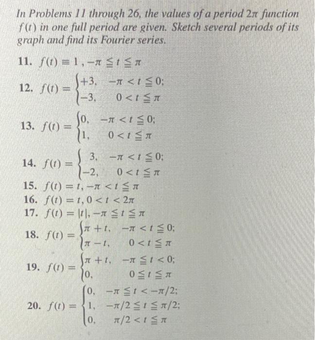 Solved In Problems 11 through 26, the values of a period 2π | Chegg.com