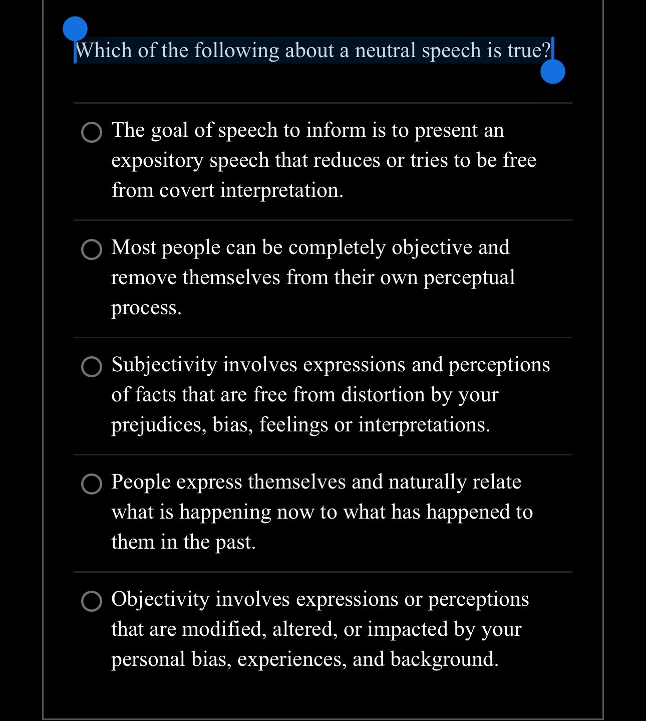 Solved Which of the following about a neutral speech is | Chegg.com