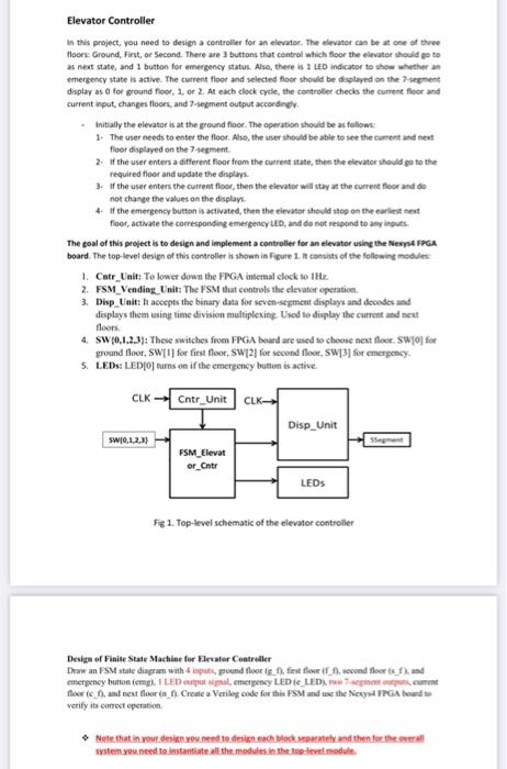 Elevator Controller In this project, you need to | Chegg.com