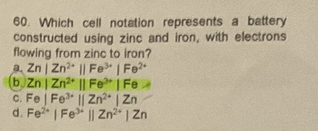 Solved Which cell notation represents a battery constructed | Chegg.com
