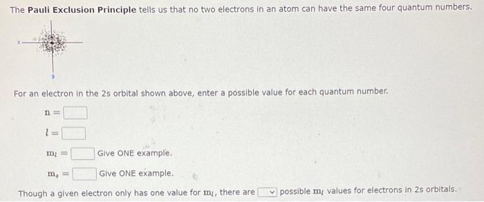 Solved The Pauli Exclusion Principle tells us that no two | Chegg.com