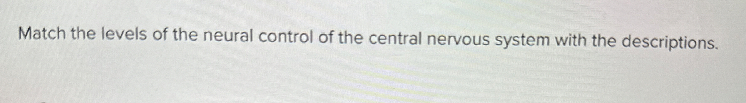 Solved Match the levels of the neural control of the central | Chegg.com