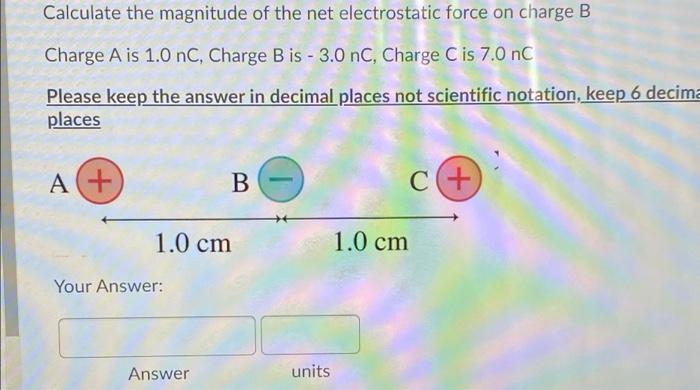 Solved Calculate the magnitude of the net electrostatic | Chegg.com