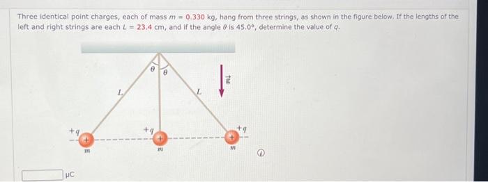 Solved Three identical point charges, each of mass m=0.330 | Chegg.com