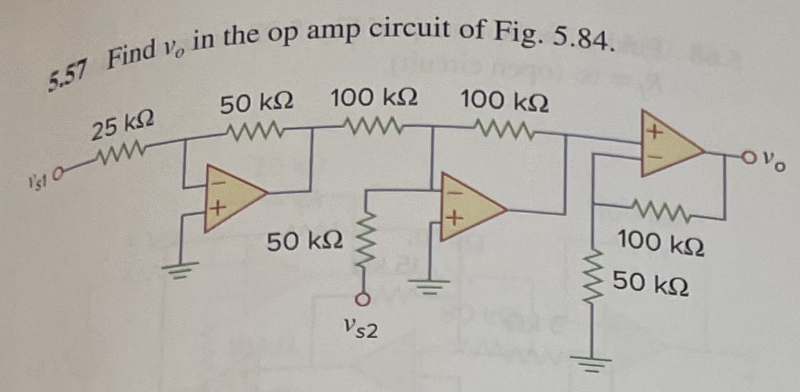 Solved 5.57 ﻿Find v0 ﻿in the op amp circuit of Fig. 5.84. | Chegg.com