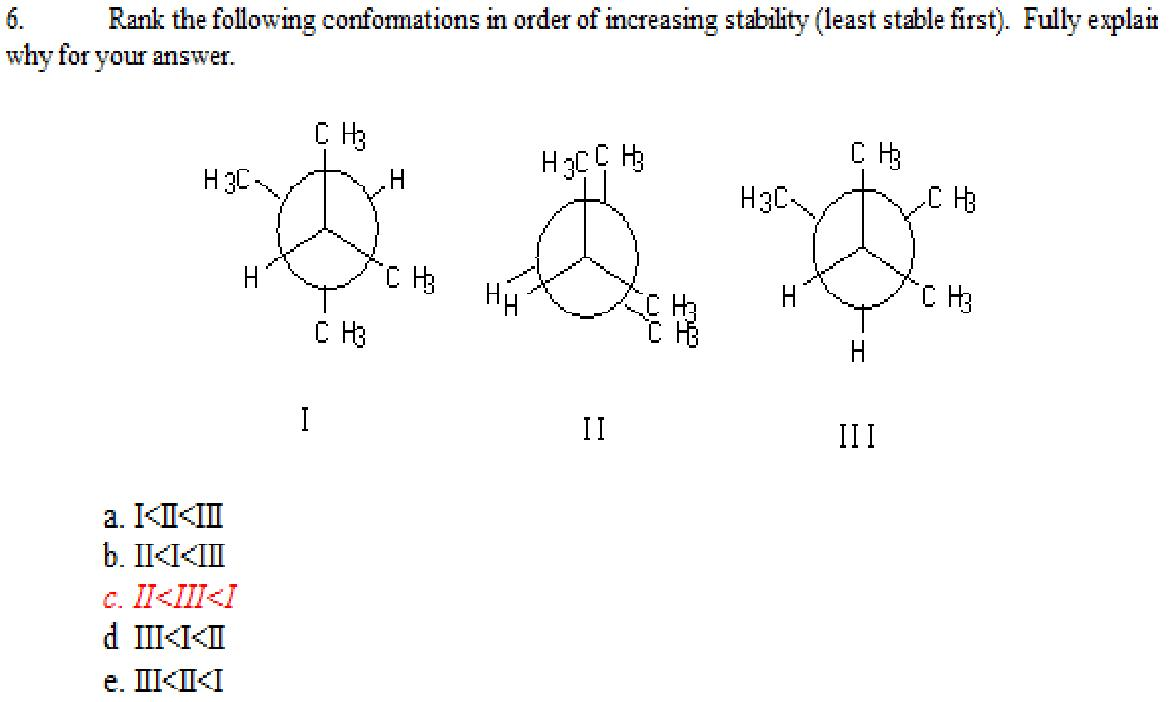 Solved Rank the following conformations in order of | Chegg.com