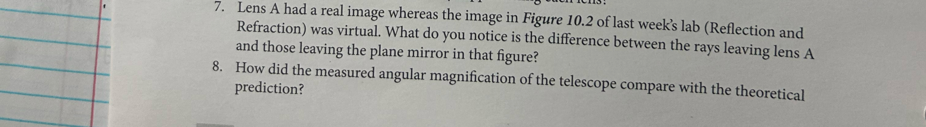Solved Lens A had a real image whereas the image in Figure | Chegg.com