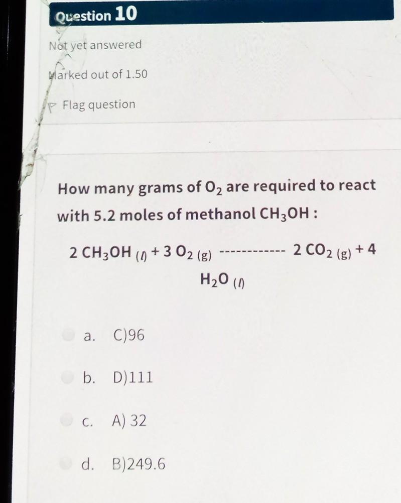 Solved Question 10 Not yet answered Marked out of 1.50 up | Chegg.com