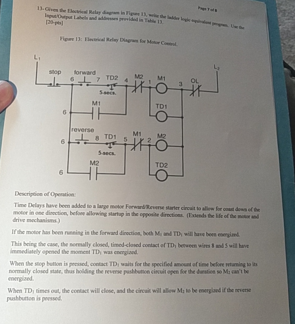 Solved 13- ﻿Given the Electrical Relay diagram in Figure 13, | Chegg.com
