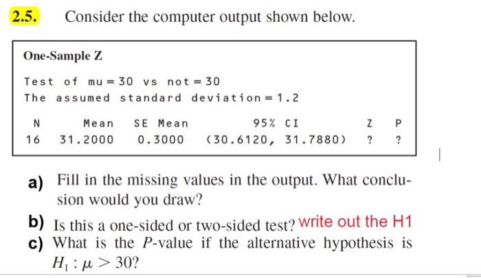 Solved 25 Consider The Computer Output Shown Below 