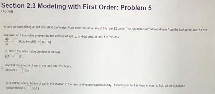 Solved Section 2 3 Modeling With First Order Problem 5 1