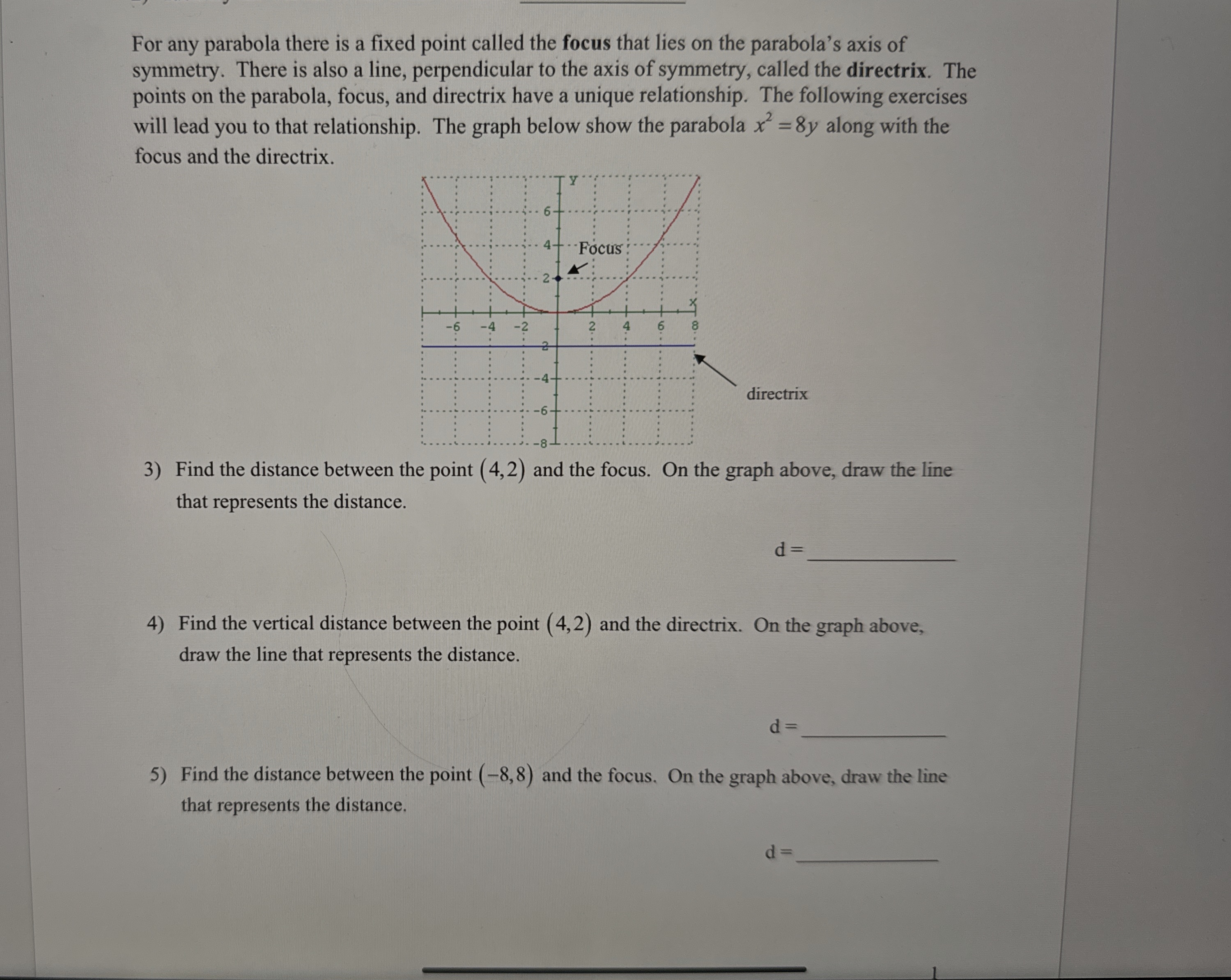 Solved For any parabola there is a fixed point called the | Chegg.com