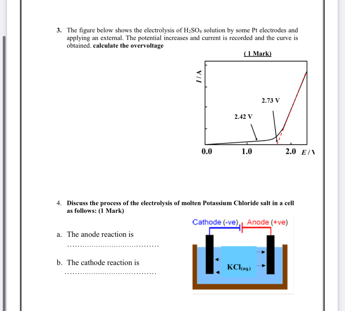 Solved The figure below shows the electrolysis of H2SO4 | Chegg.com