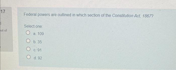 Solved Federal powers are outlined in which section of the | Chegg.com