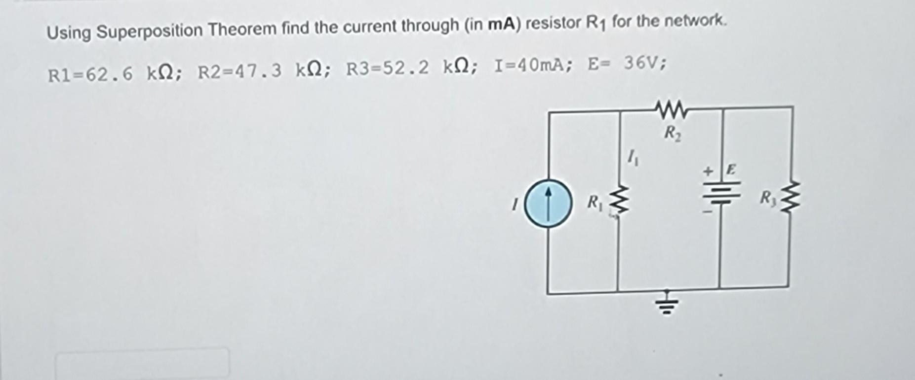 Solved Using Superposition Theorem find the current through | Chegg.com