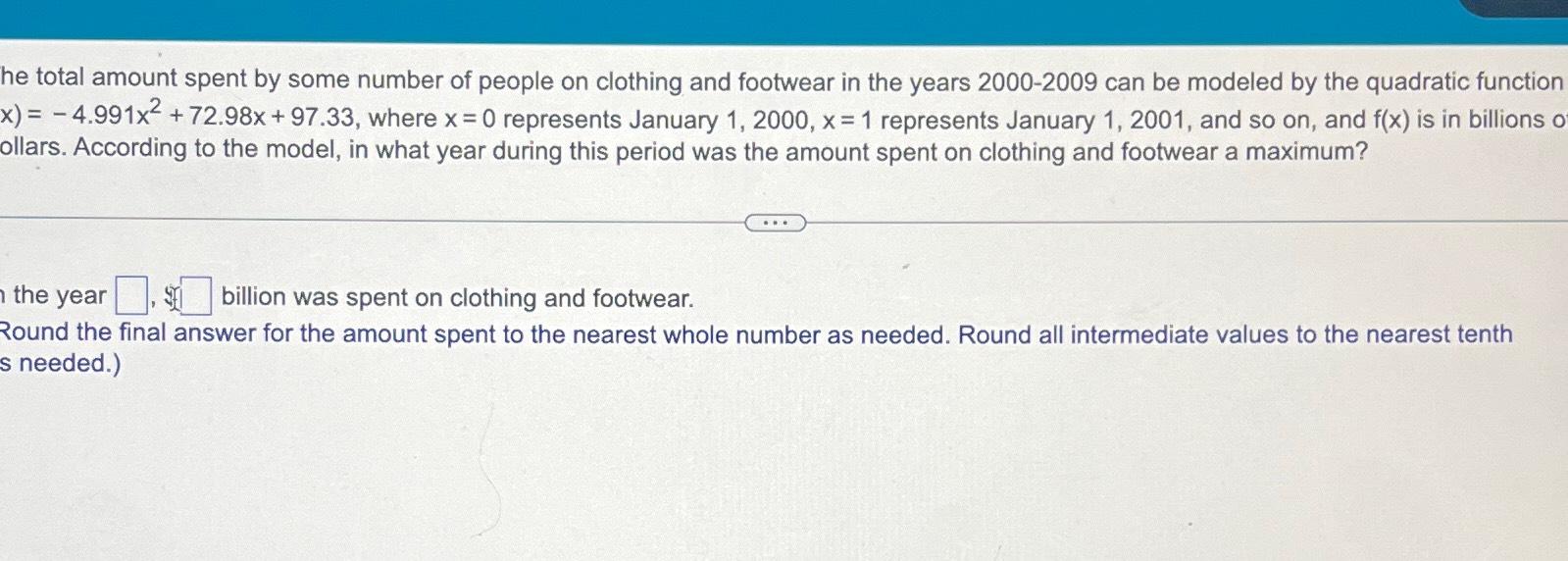 Solved he total amount spent by some number of people on | Chegg.com