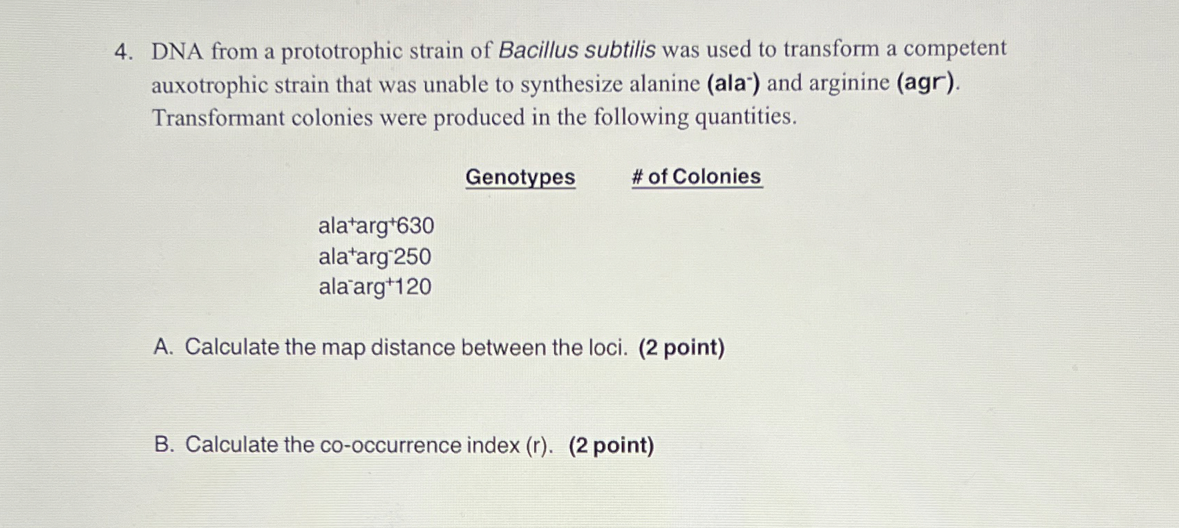 Solved DNA from a prototrophic strain of Bacillus subtilis | Chegg.com