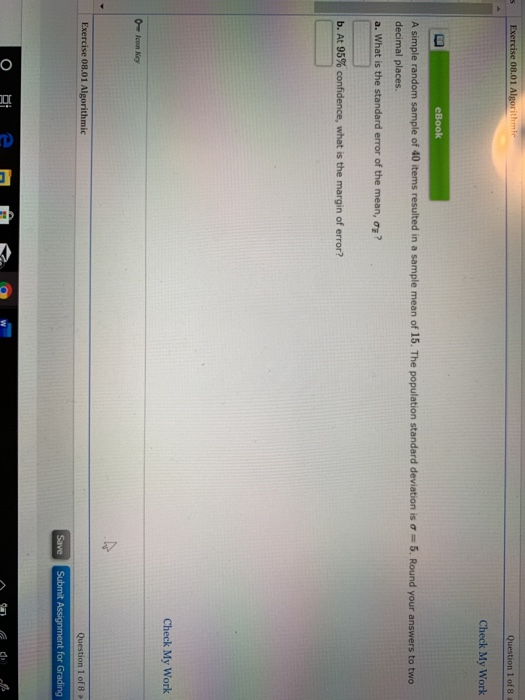 Solved Exercise 08.17 Algorithmic Question 4 of 8 Check My | Chegg.com