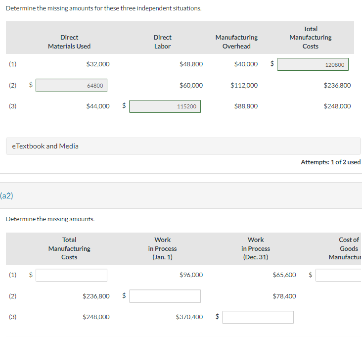 Determine the missing amounts for these three | Chegg.com