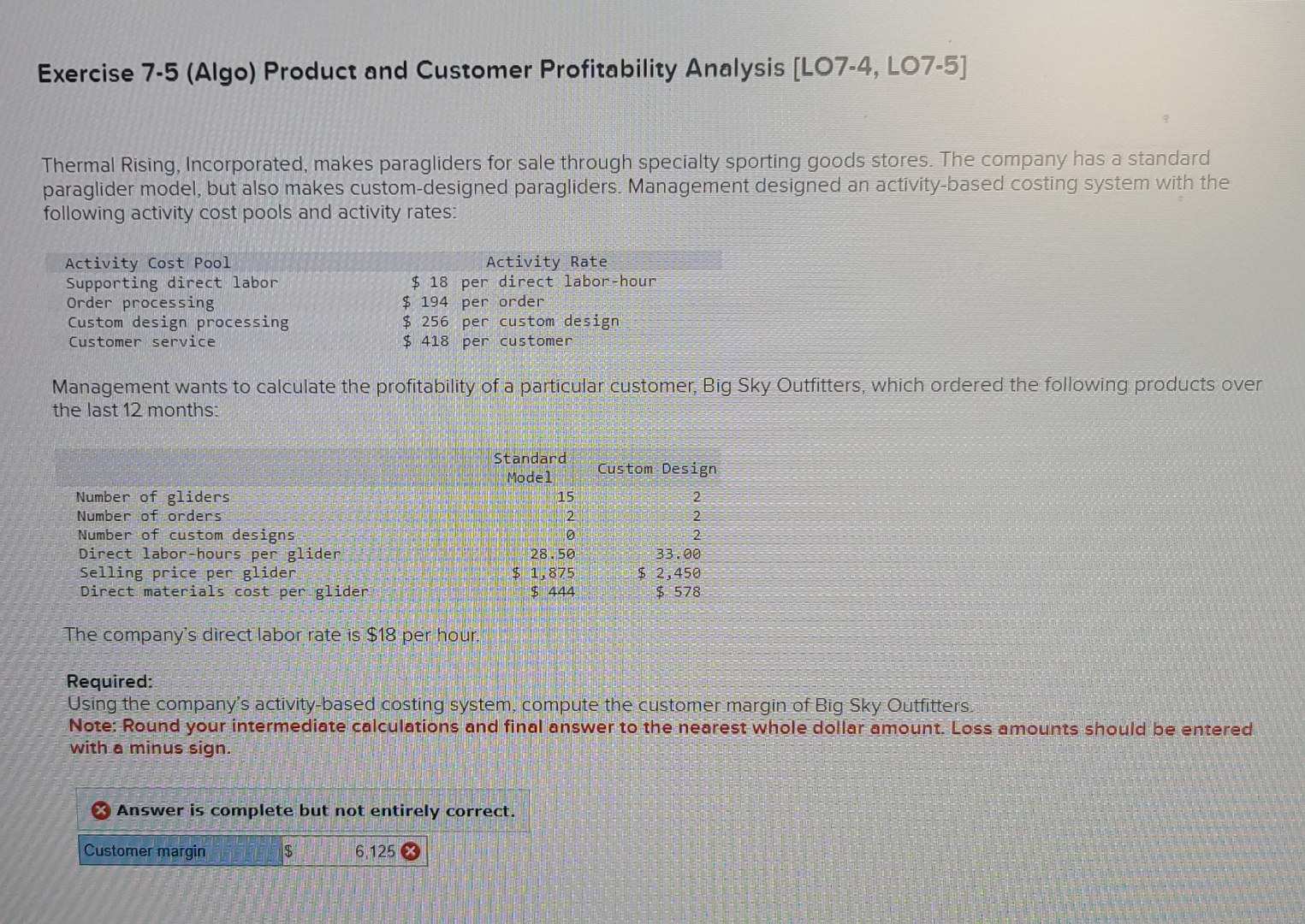 Solved Exercise 7-5 (Algo) ﻿Product and Customer | Chegg.com