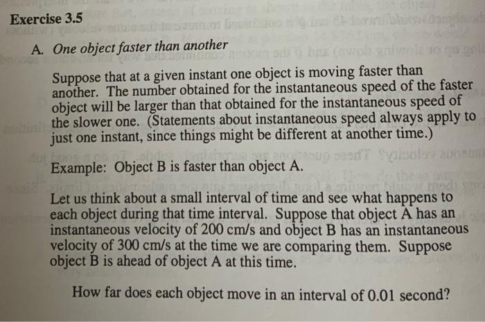 Solved Exercise 3.5 A. One object faster than another | Chegg.com