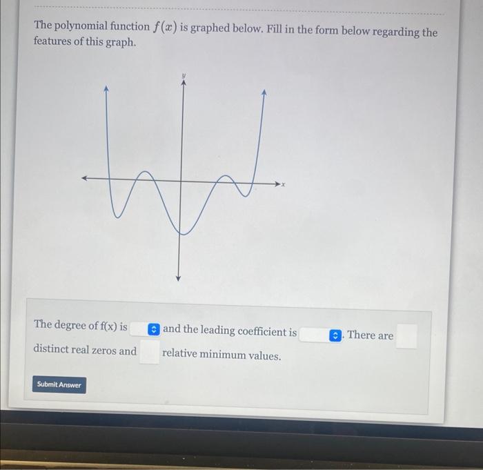 Solved The polynomial function f(x) is graphed below. Fill | Chegg.com