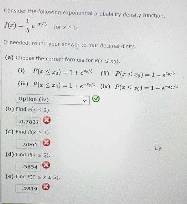 Solved Consider the following exponential probability | Chegg.com