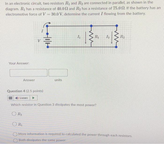 Solved In an electronic circuit, two resistors R1 and R2 are | Chegg.com