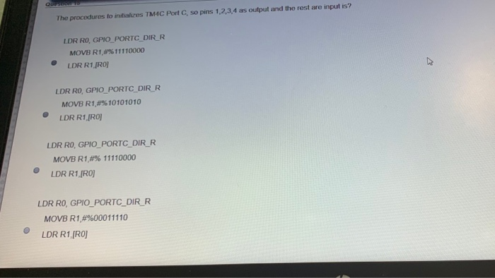 Solved The procedures to initializes TM4C Port C, so pins | Chegg.com