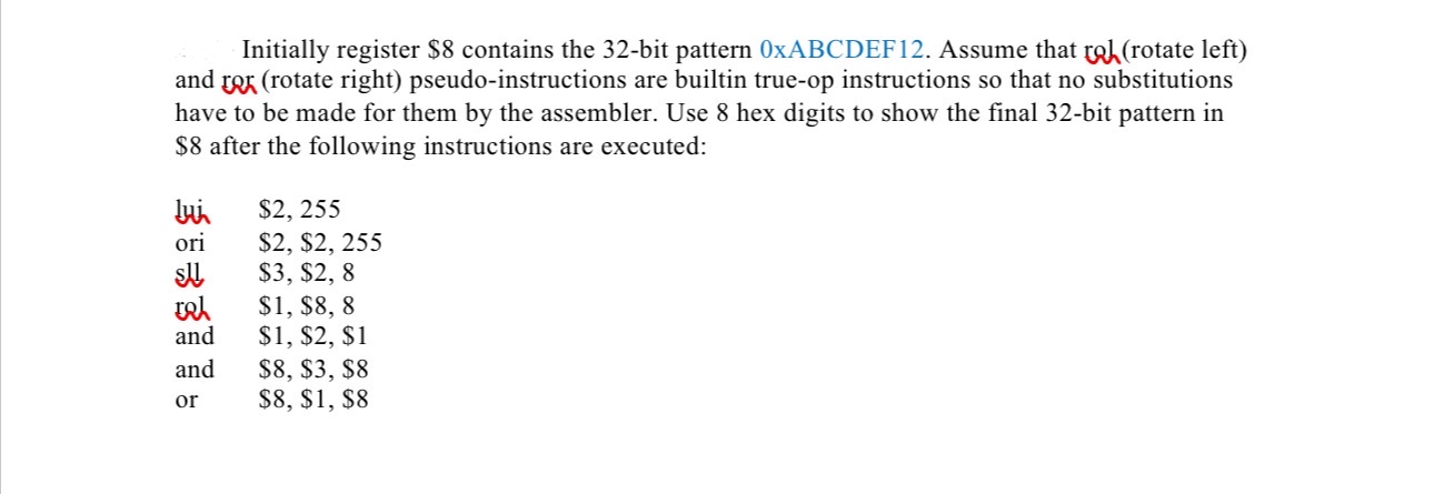 Solved Please help with this: Initially register $8 | Chegg.com