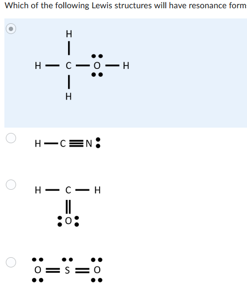 Solved Which of the following Lewis structures will have | Chegg.com